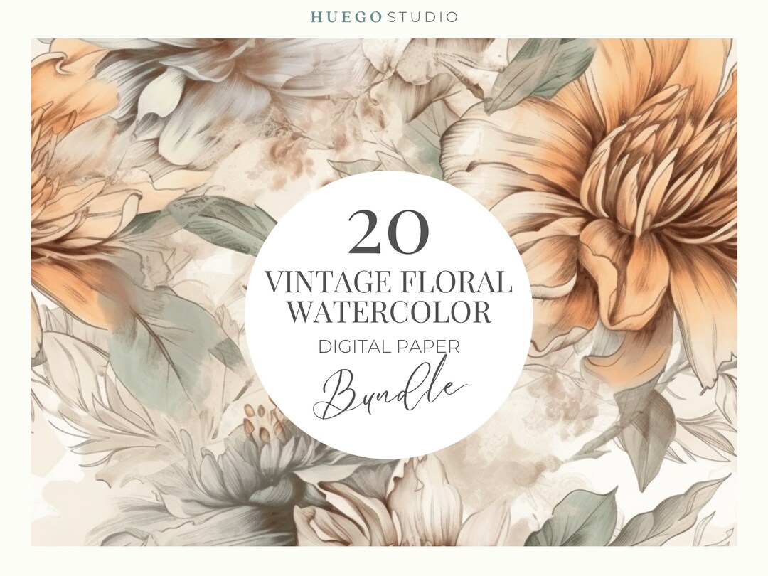 Vintage Watercolor Flower Background Flower Digital Paper Seamless ...