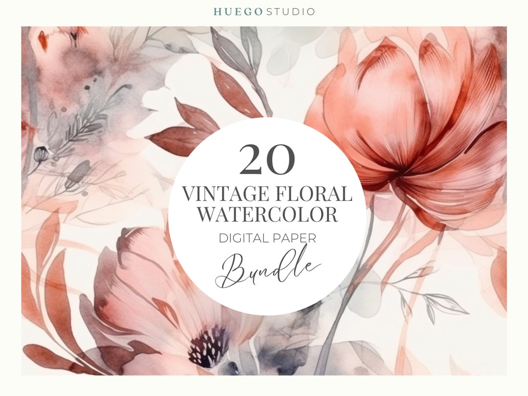 Vintage Watercolor Flower Background Flower Digital Paper Seamless ...