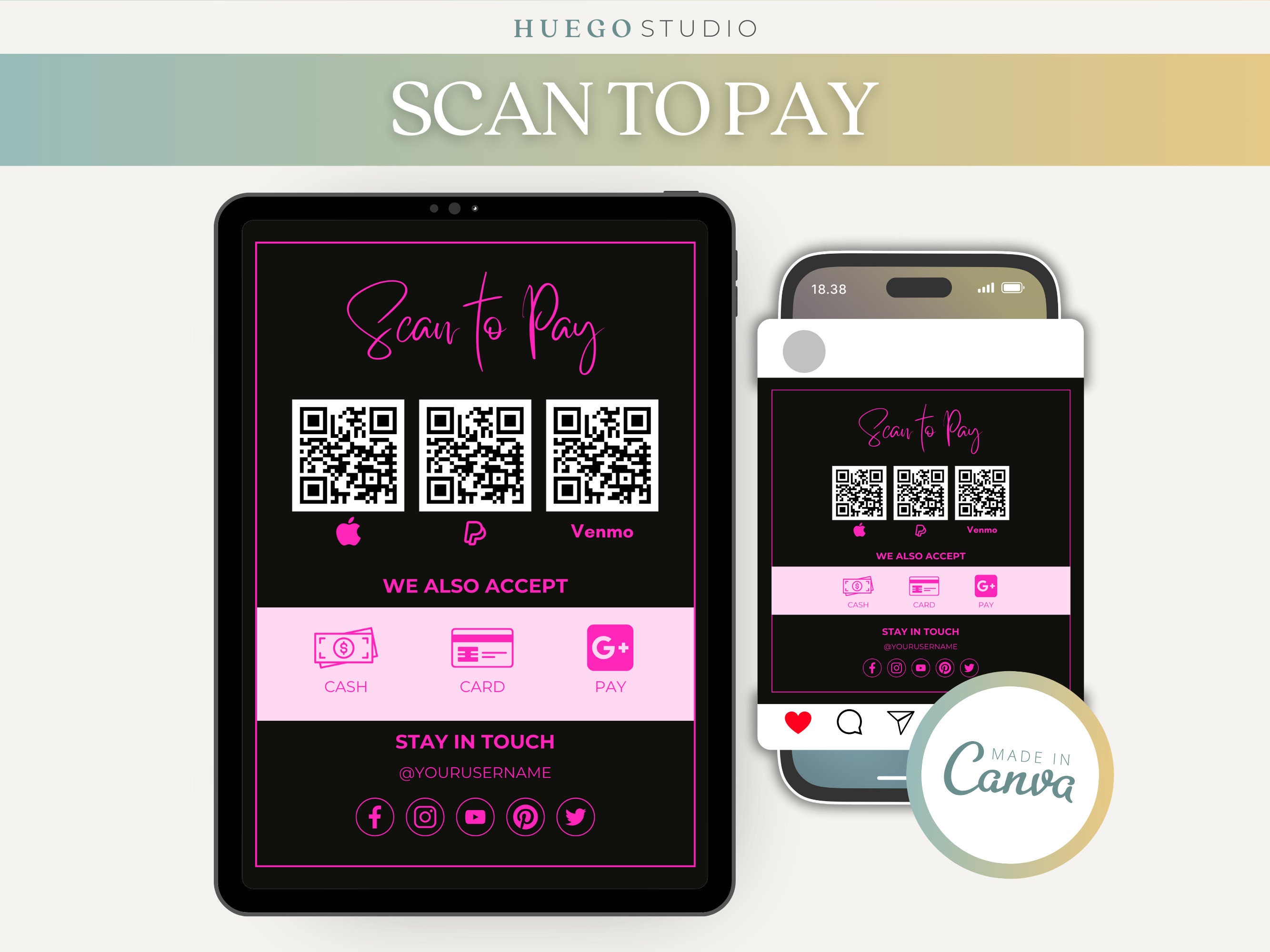 Editable DIY Scan to Pay Card Sign Editable Canva Template QR - Etsy