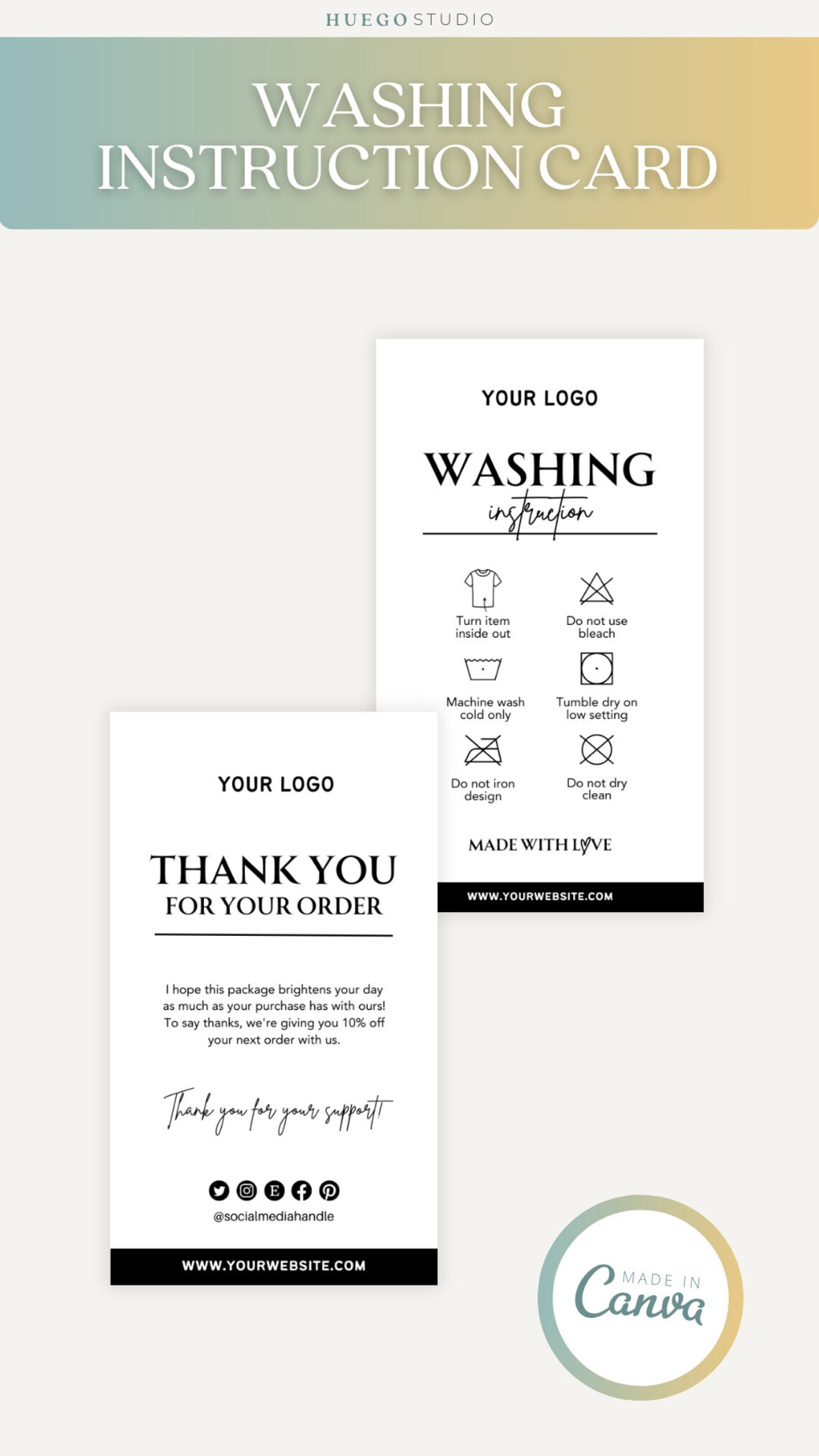 Editable Washing Instructions Card Template Printable Clothing Shirt ...