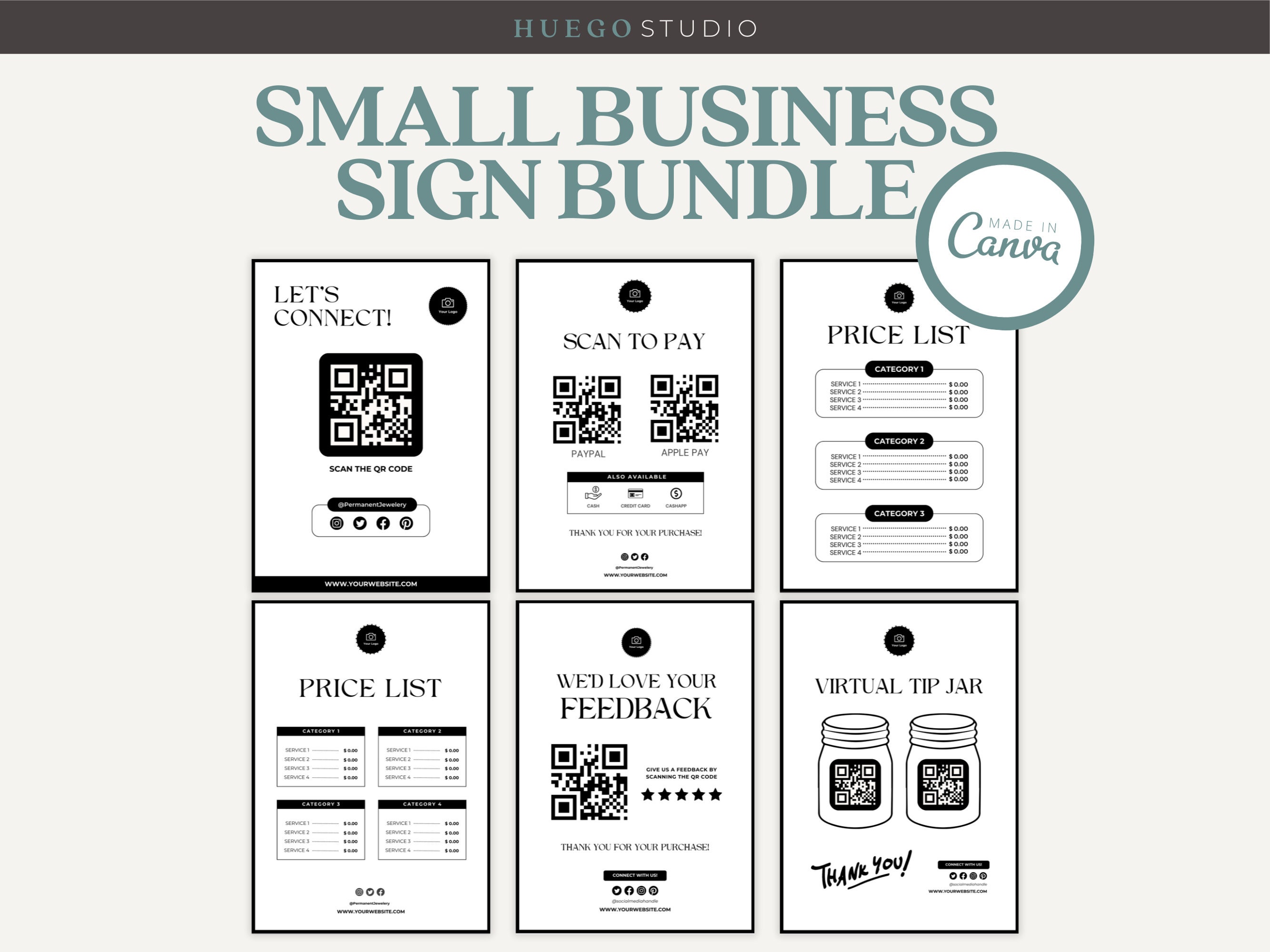 Editable Small Business Craft Show Bundle Price List Scan to Pay ...
