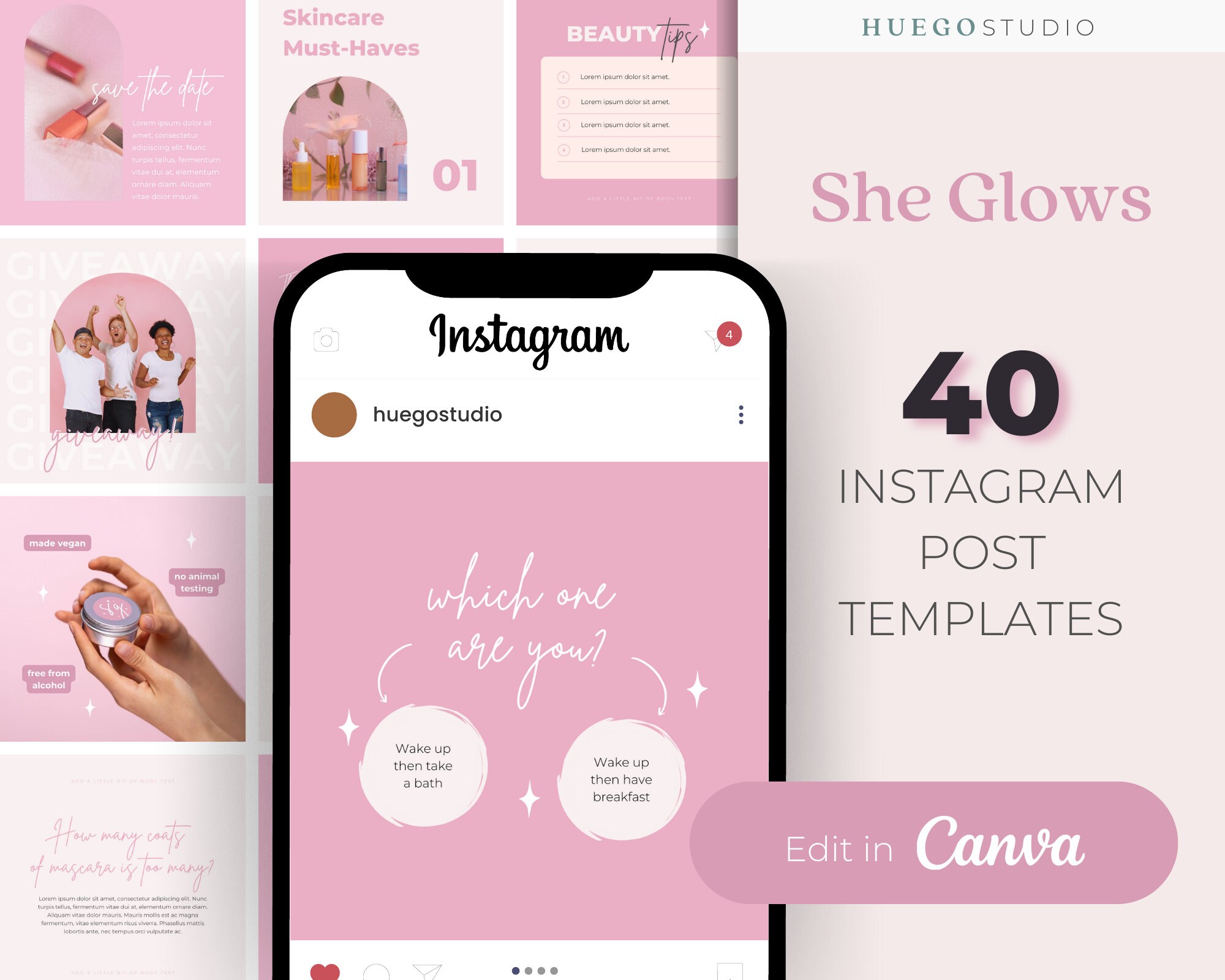 Pink Instagram Post Template Minimalist Instagram Canva - Etsy