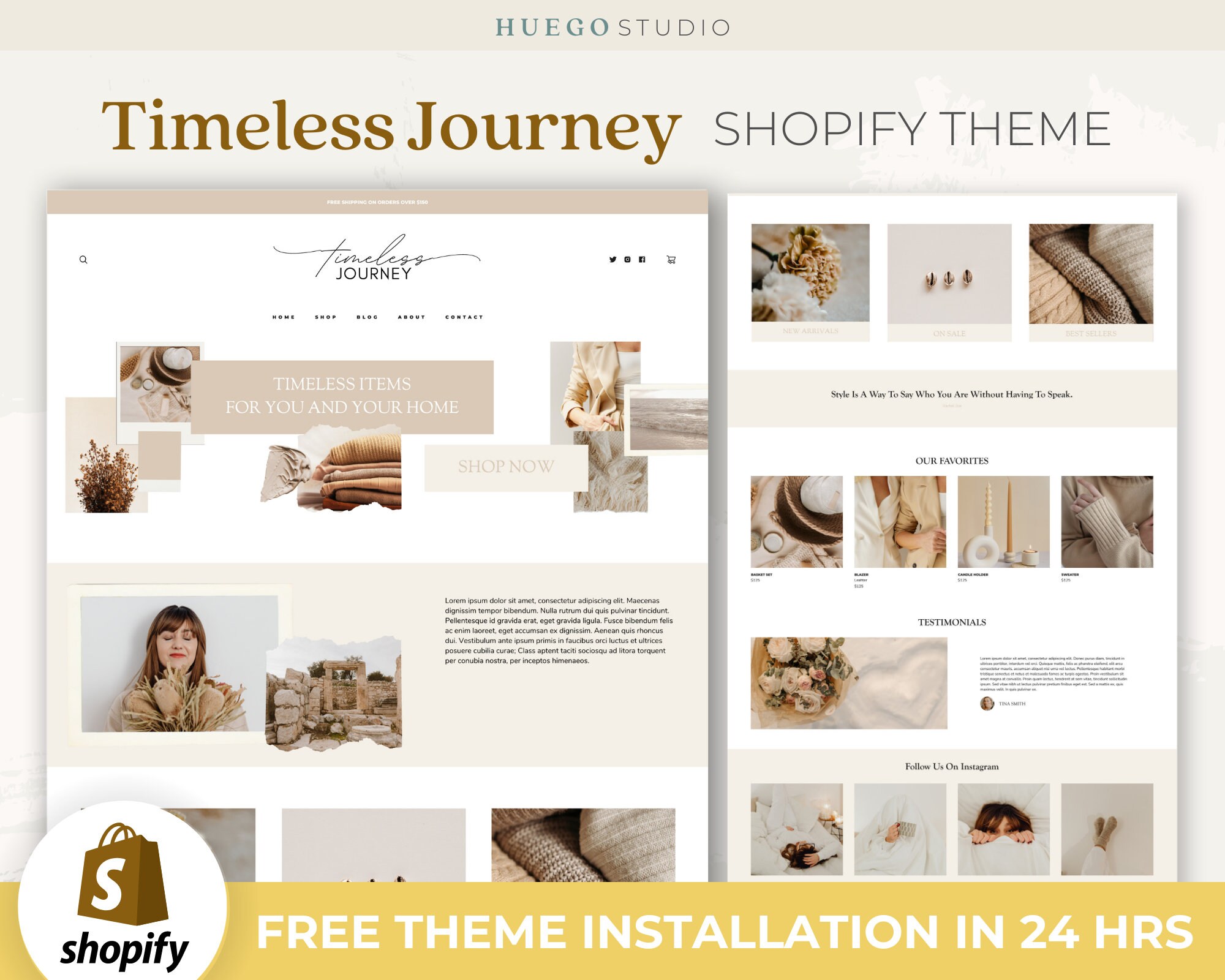 Neutral Elegant Shopify Theme Minimalist Luxury Home Decor Theme ...