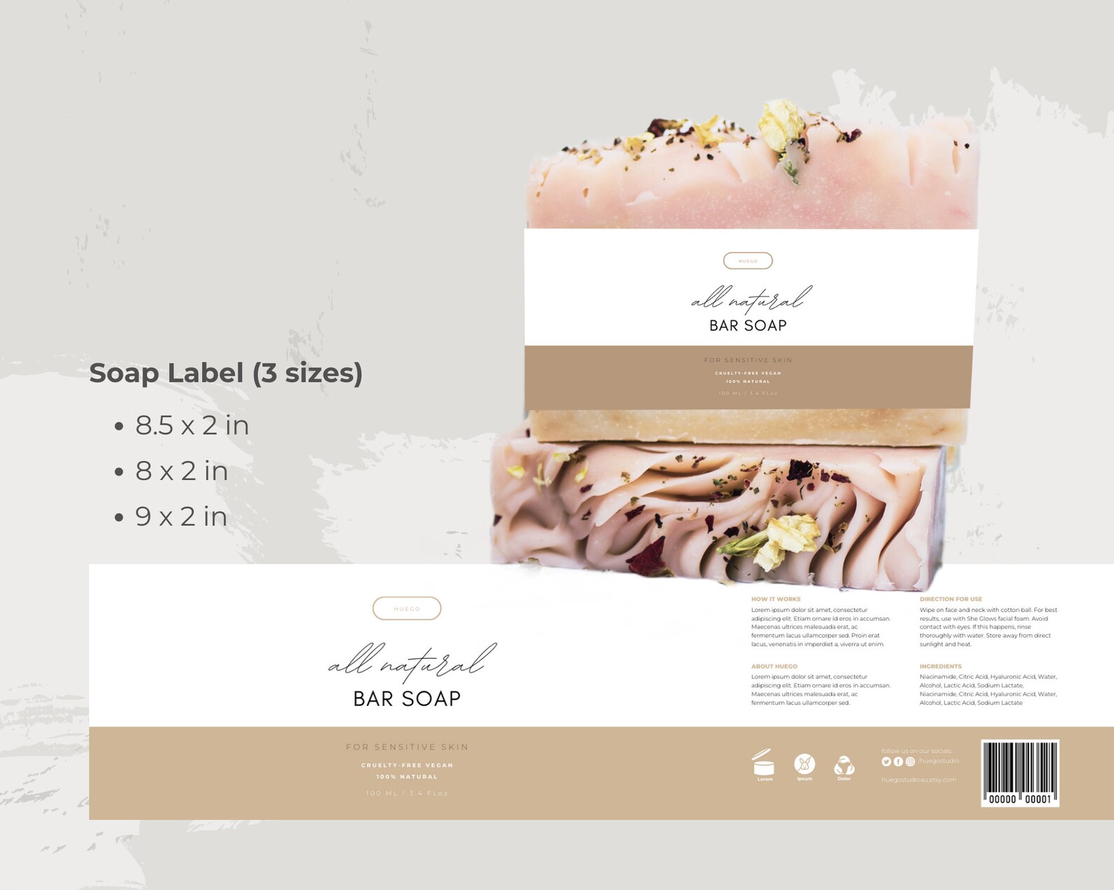 Minimalistic Editable Cosmetic Skin Care Product Label Template Body ...