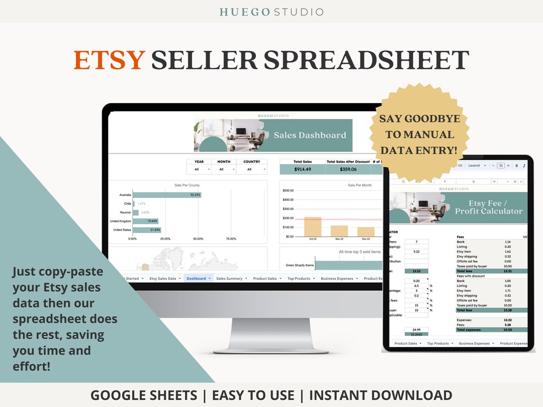Etsy Fee Profit Calculator Etsy Seller Bookkeeping Template Google ...