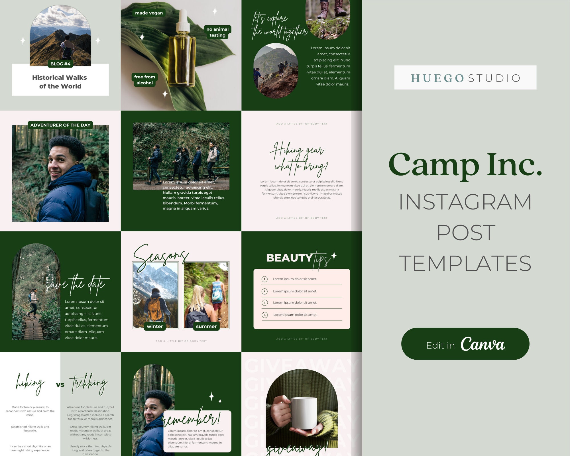 Outdoor Camping Hiking Fitness Instagram Post Template - Etsy