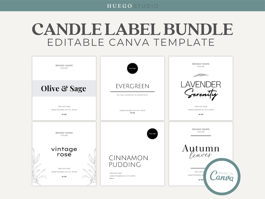 Editable Candle Label Template Bundle Modern Candle Label Design ...