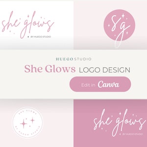 She Glows Minimalist Feminine Logo Design| Apparel, Beauty, or Jewelry ...