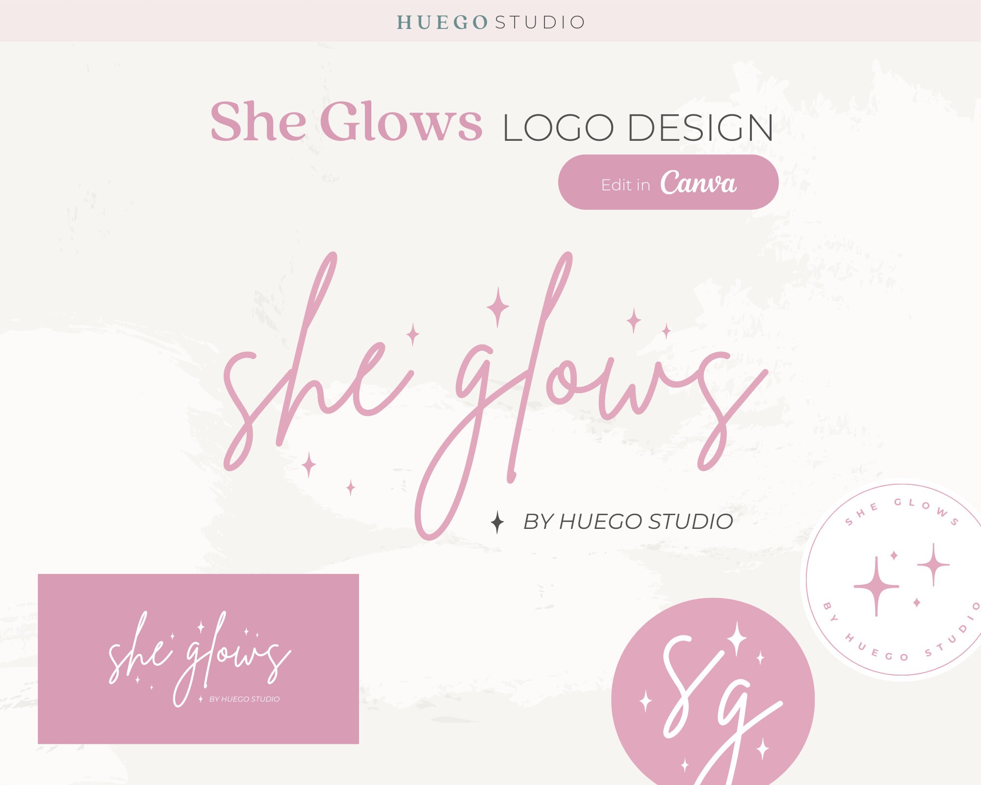 She Glows Minimalist Feminine Logo Design Apparel, Beauty, or Jewelry ...
