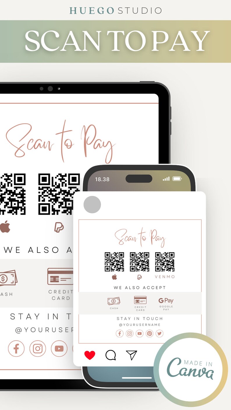 Editable DIY Scan to Pay Card Sign Editable Canva Template QR - Etsy