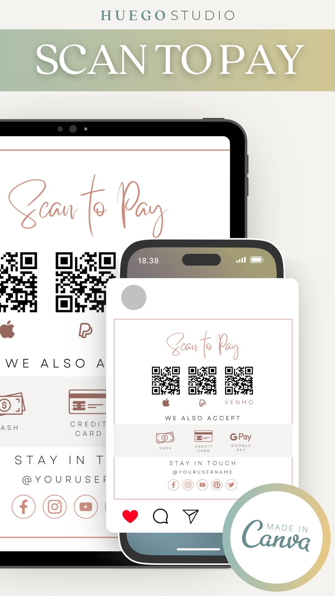 Editable DIY Scan to Pay Card Sign Editable Canva Template QR - Etsy