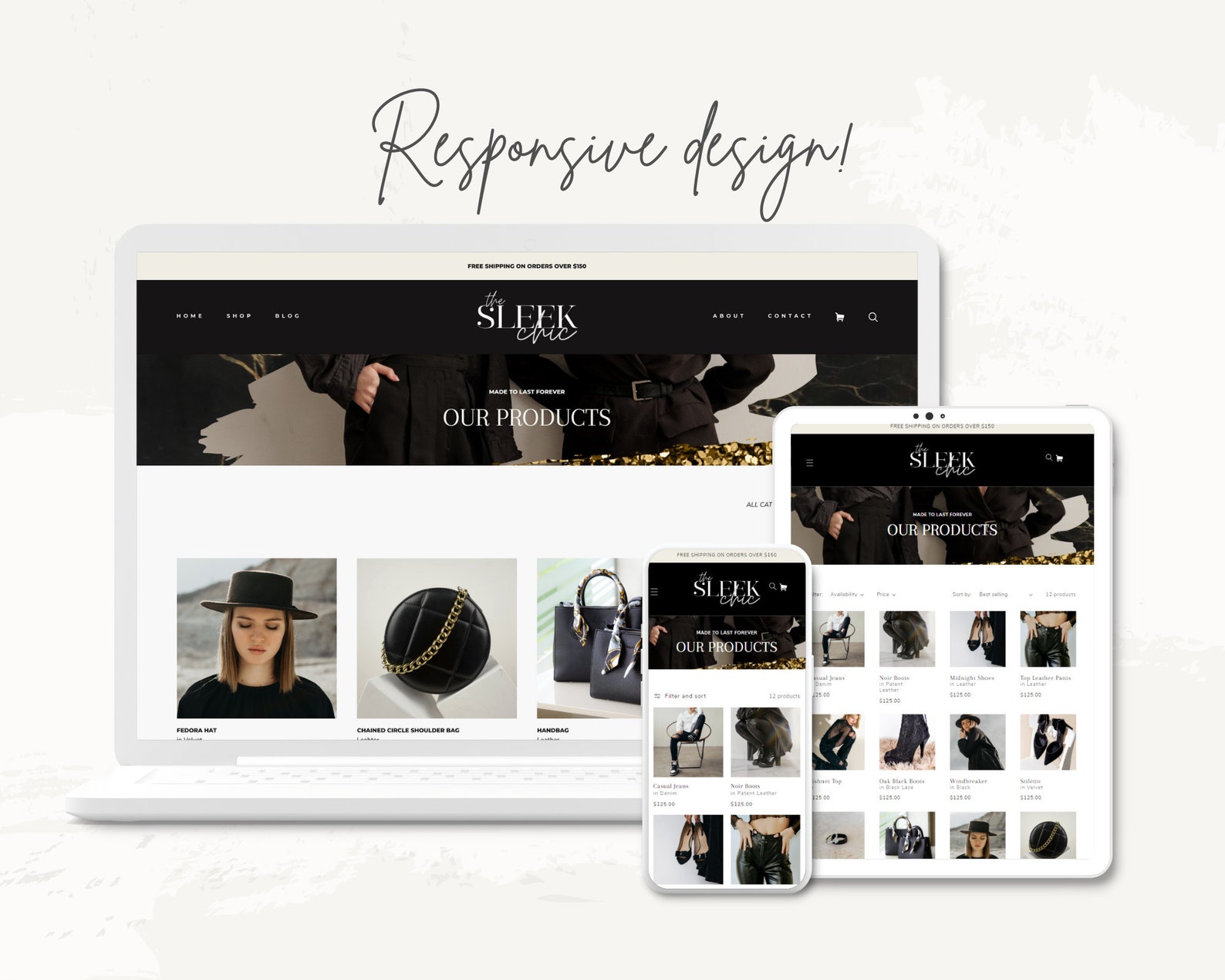 Black Dark Shopify Theme Minimalist Mobile Friendly Shopify - Etsy