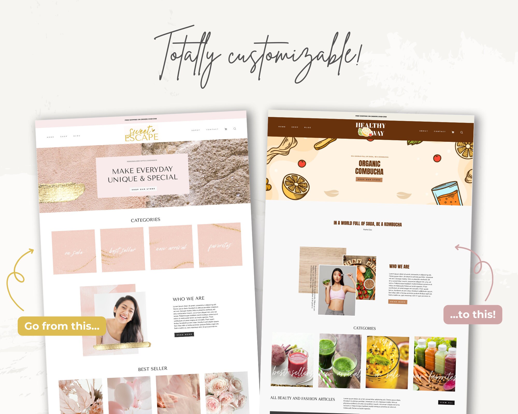 Pink Feminine Minimalist Boho Shopify Template Theme Crafter Boutique ...