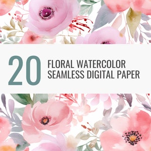 Blush Pink Watercolor Flower Background Floral Digital Paper Flower ...