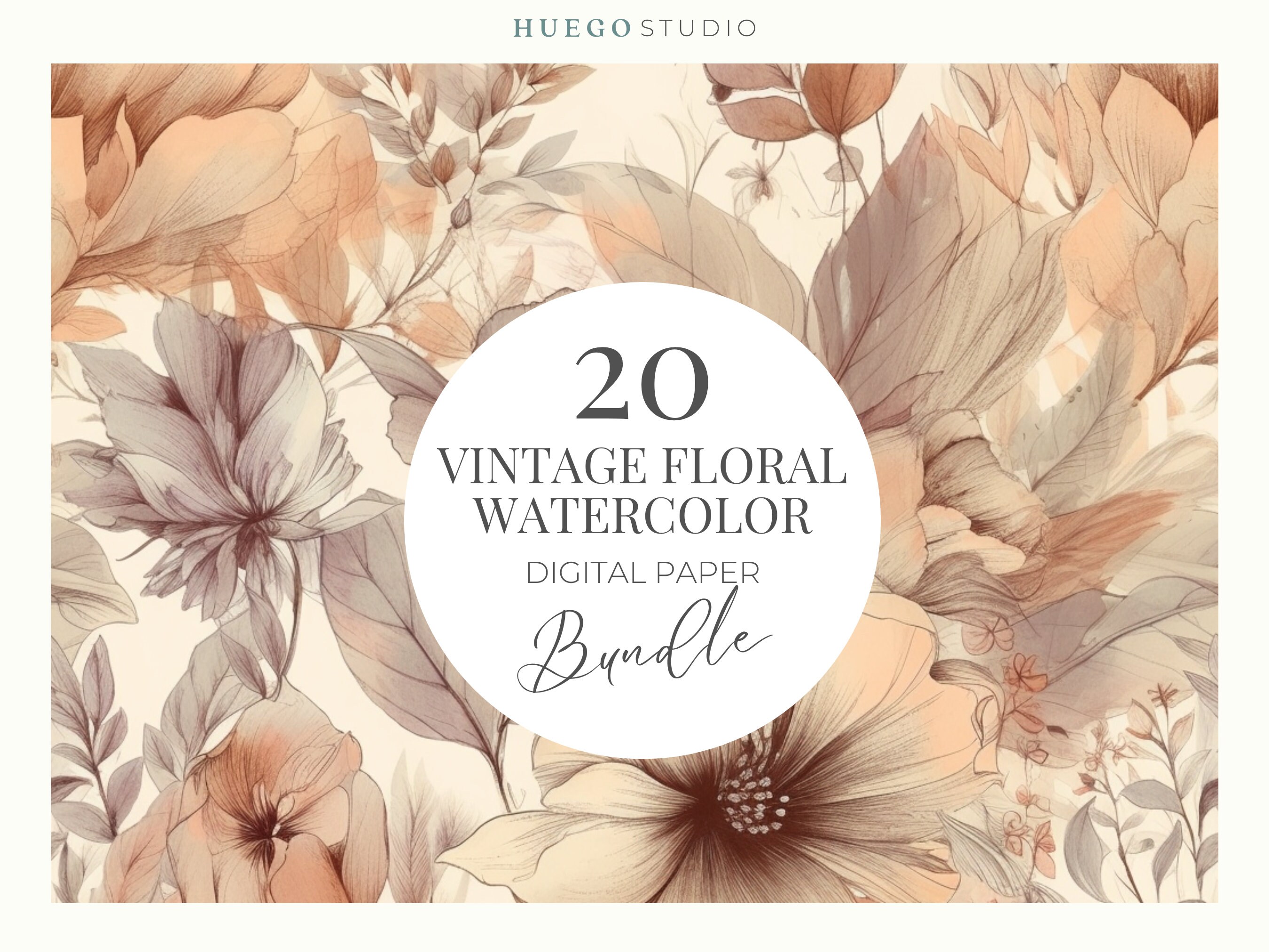 Vintage Watercolor Flower Background Flower Digital Paper - Etsy