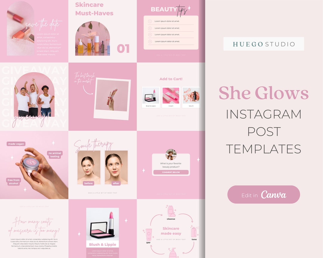 She Glows Instagram Post Template| IG Post Template for Clothing ...