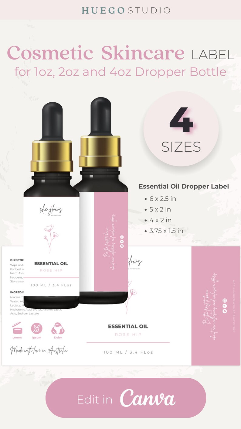 Editable Dropper Bottle Label Template Diy Product Bottle - Etsy