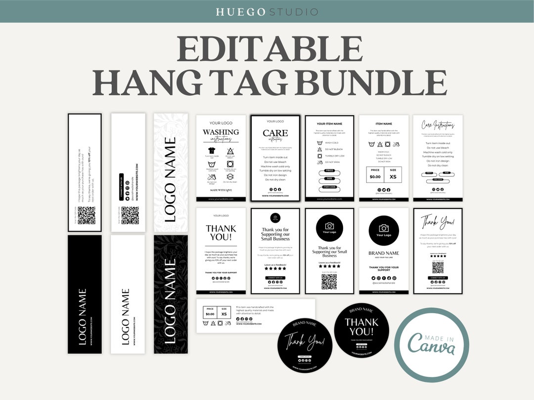 Editable Hang Tag Bundle Price Tag Template Washing Instructions Custom ...