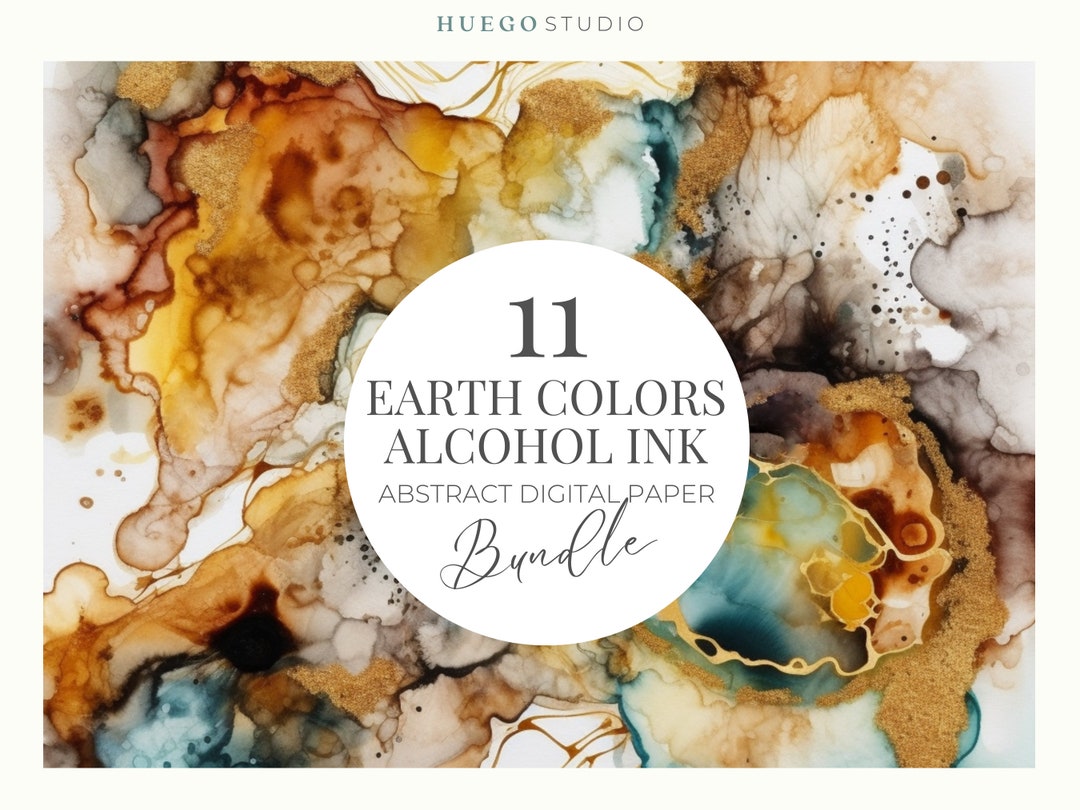 Gold Green Alcohol Ink PNG Clipart Bundle Colorful Liquid Ink Abstract ...
