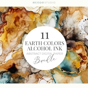 Gold Green Alcohol Ink PNG Clipart Bundle Colorful Liquid Ink Abstract ...