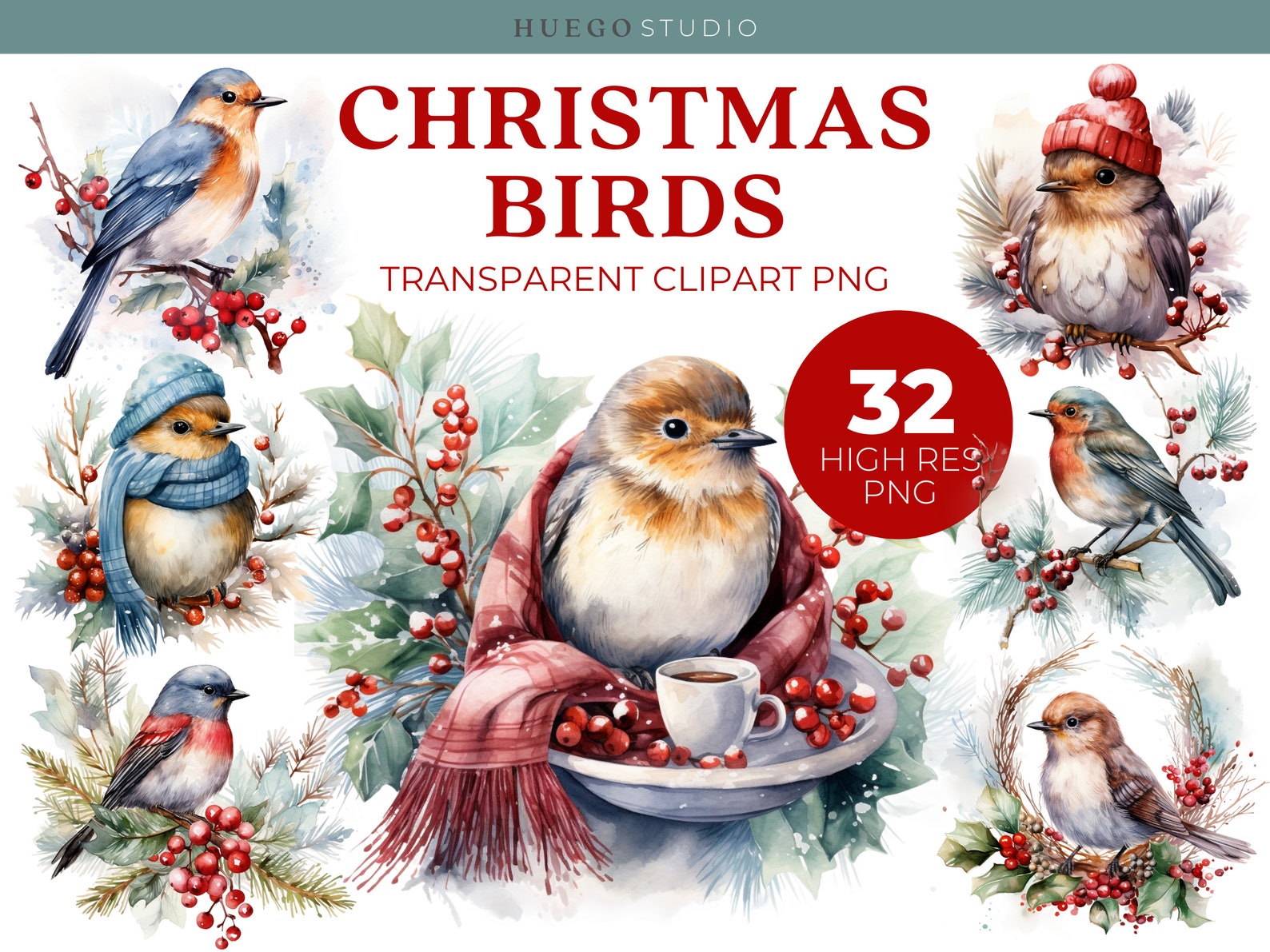 Christmas Winter Bird Clipart Paper Craft Merry Christmas Red Cardinal ...