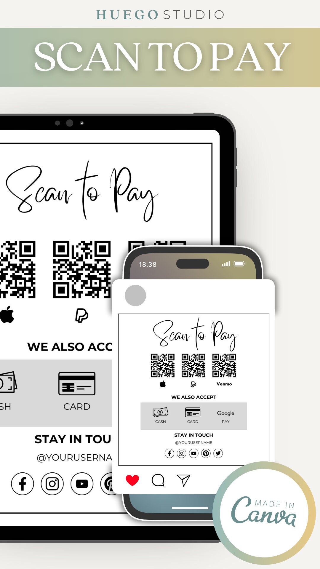 Editable DIY Scan to Pay Card Sign Editable Canva Template QR - Etsy