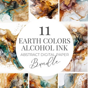 Gold Green Alcohol Ink PNG Clipart Bundle Colorful Liquid Ink Abstract ...