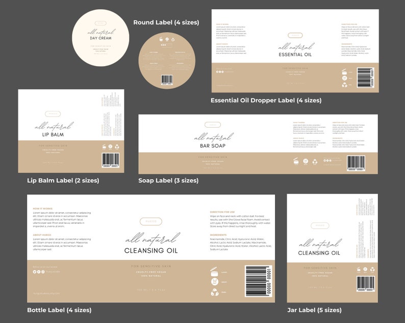 Minimalistic Editable Cosmetic Skin Care Product Label - Etsy