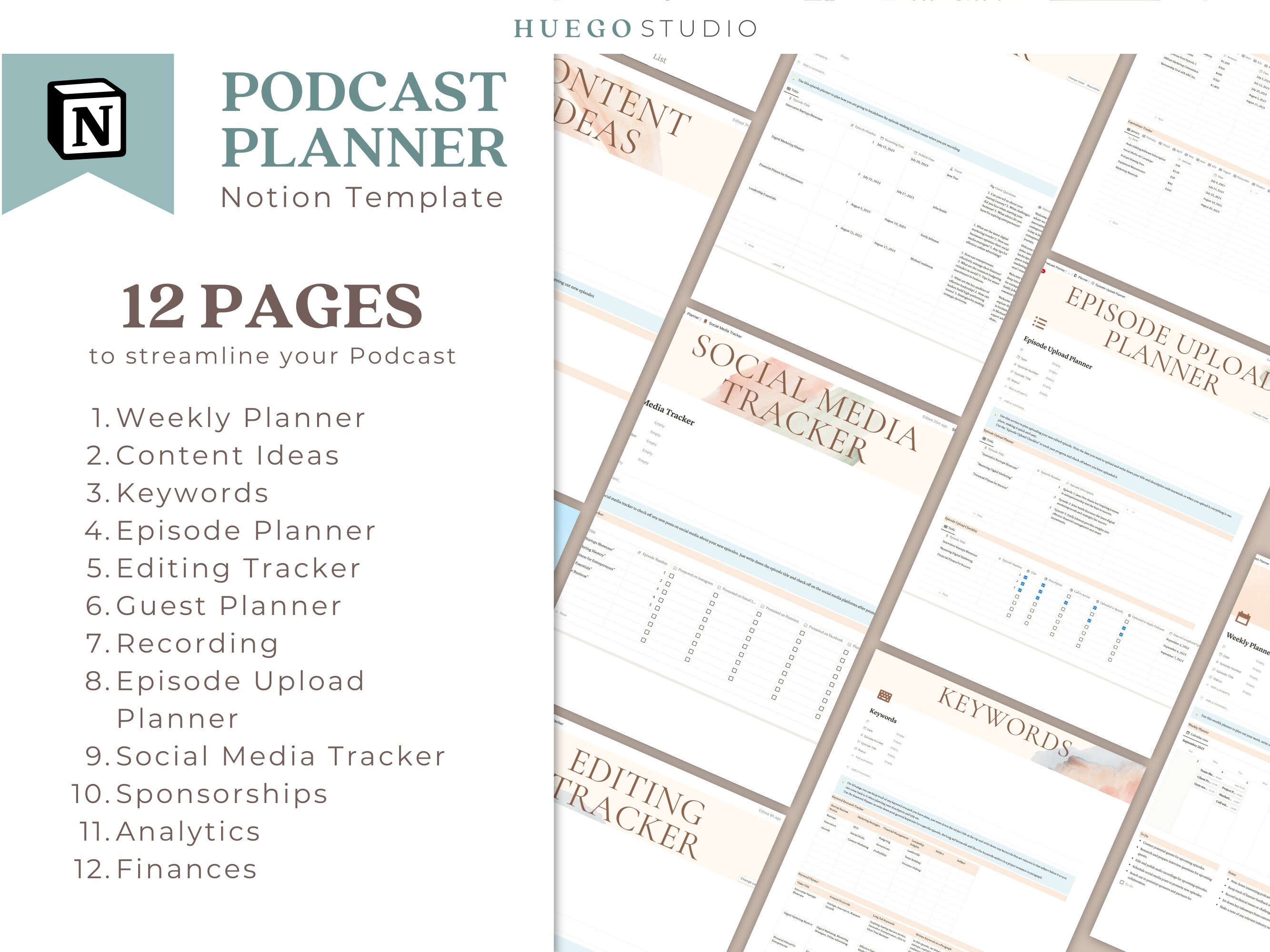 Notion Template Podcast Planner Digital Podcast Content - Etsy