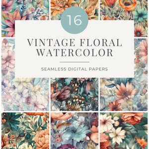 Vintage Watercolor Flower Background Floral Digital Paper Flower ...