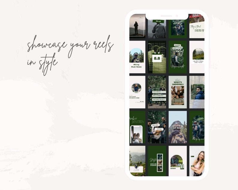 Green Minimalist Instagram Reels Template for Camping Hiking - Etsy
