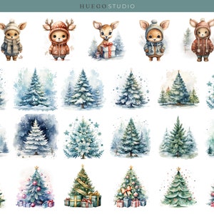 Cute Watercolor Reindeer Clipart Christmas Woodland Baby Animal ...