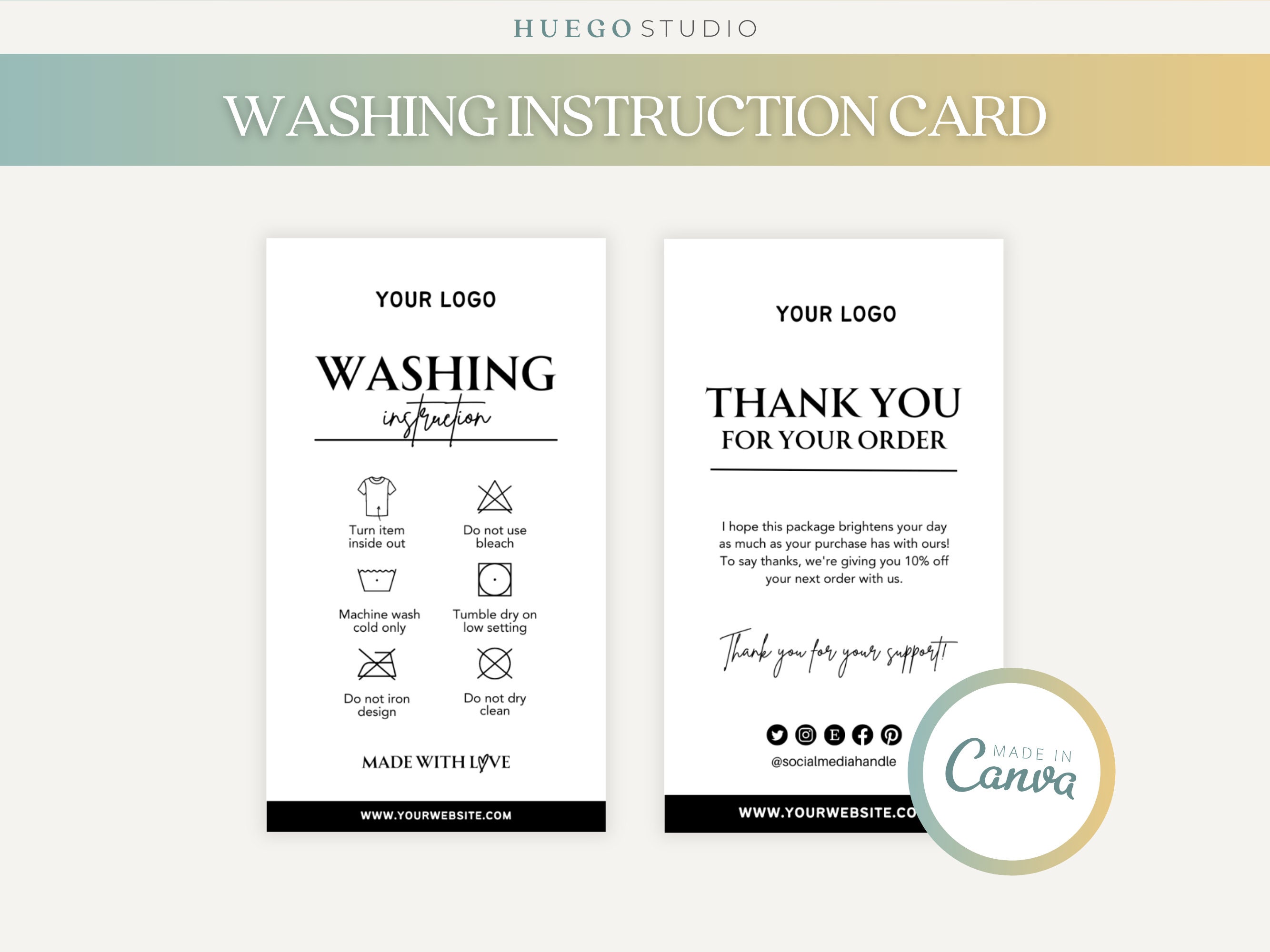 Editable Washing Instructions Card Template Printable Clothing Shirt ...