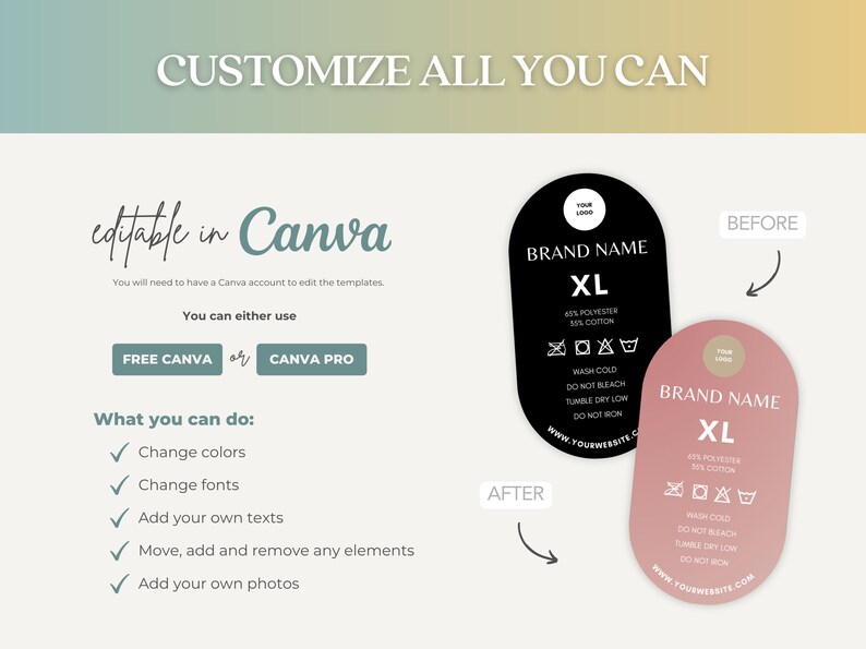 Editable Clothing Tag Bundle Editable T-shirt Neck Label Tag DIY Custom ...