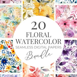 Watercolor Flower Background Flower Digital Paper Flower Seamless ...