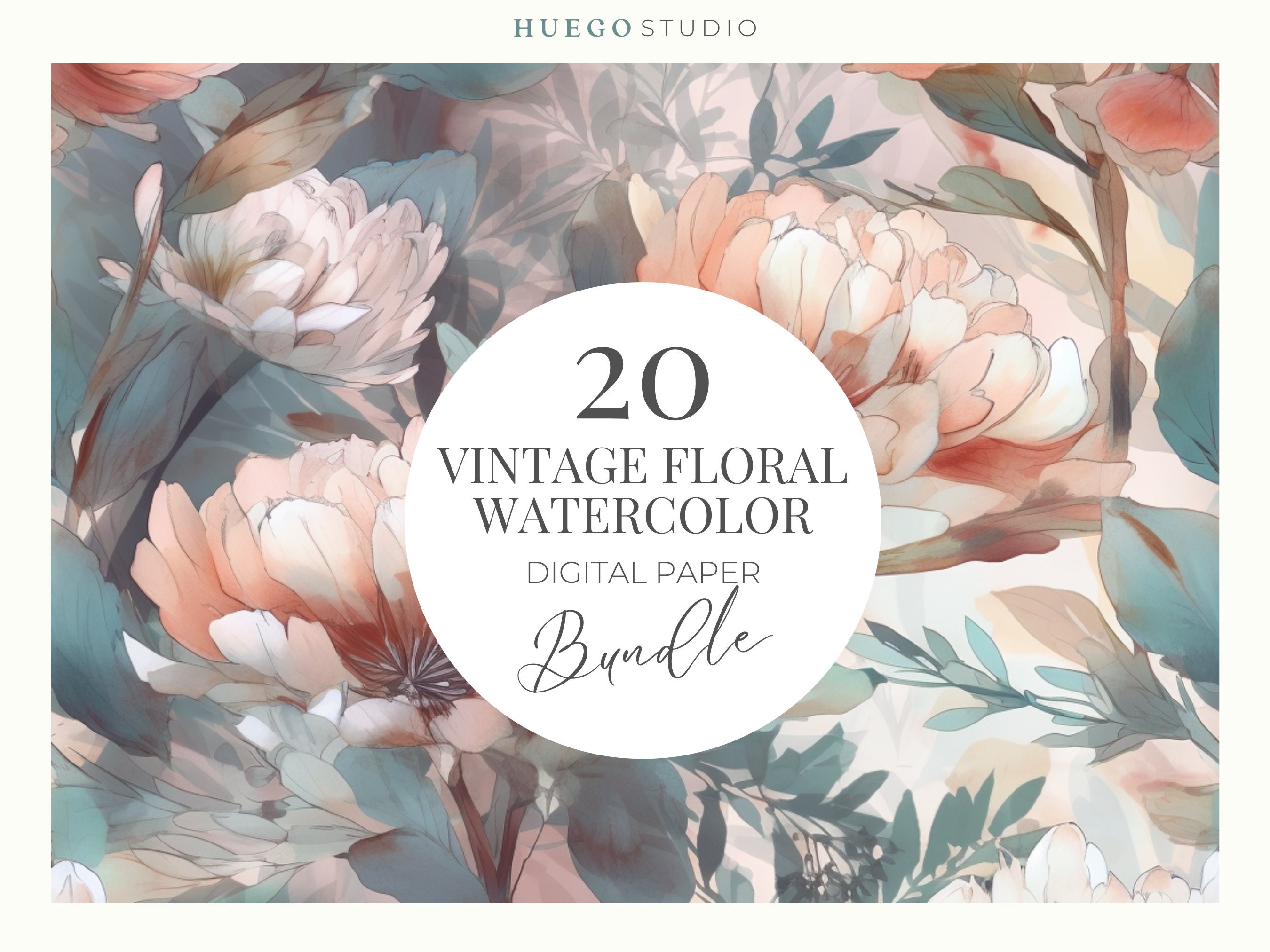 Vintage Watercolor Flower Background Flower Digital Paper - Etsy
