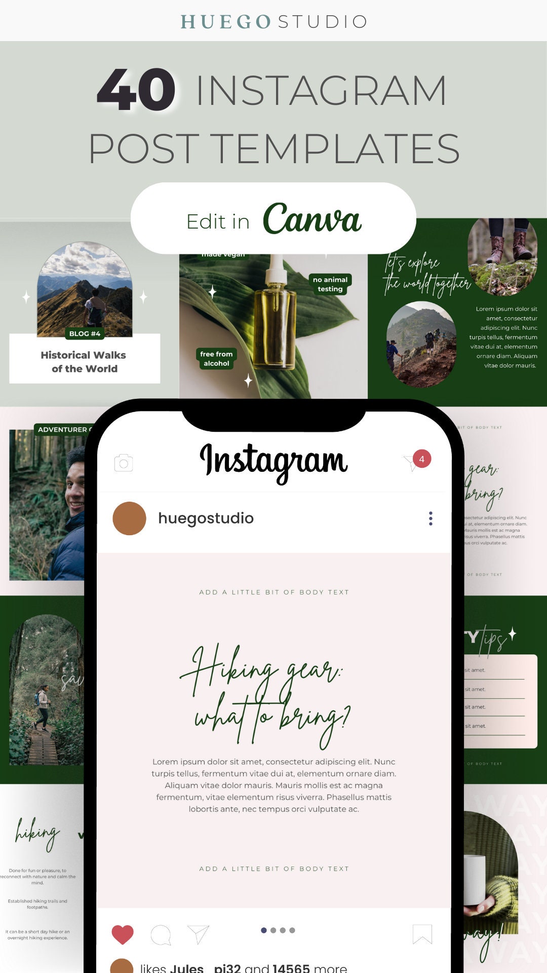 Outdoor Camping Hiking Fitness Instagram Post Template - Etsy