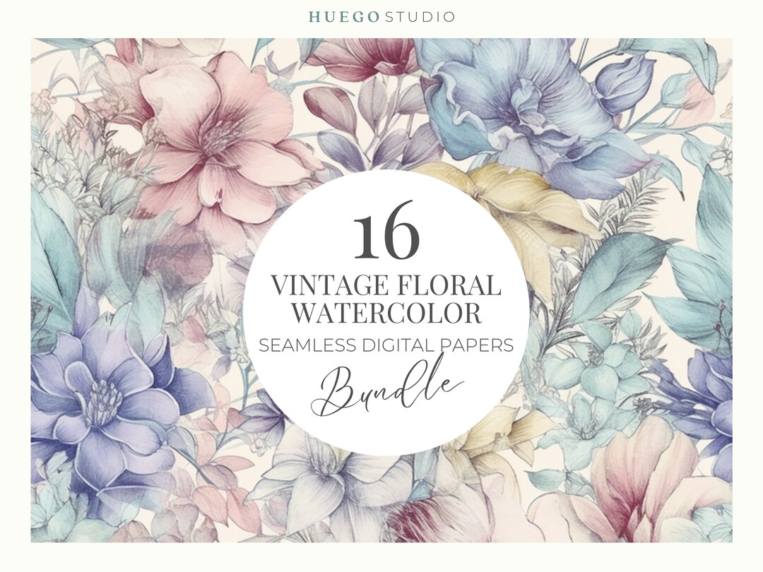 Vintage Watercolor Flower Background Flower Digital Paper Seamless ...