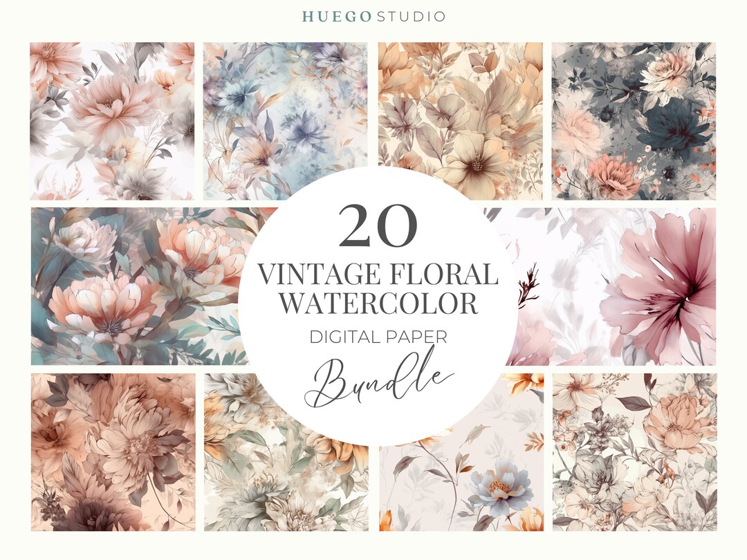 Vintage Watercolor Flower Background Flower Digital Paper Seamless ...