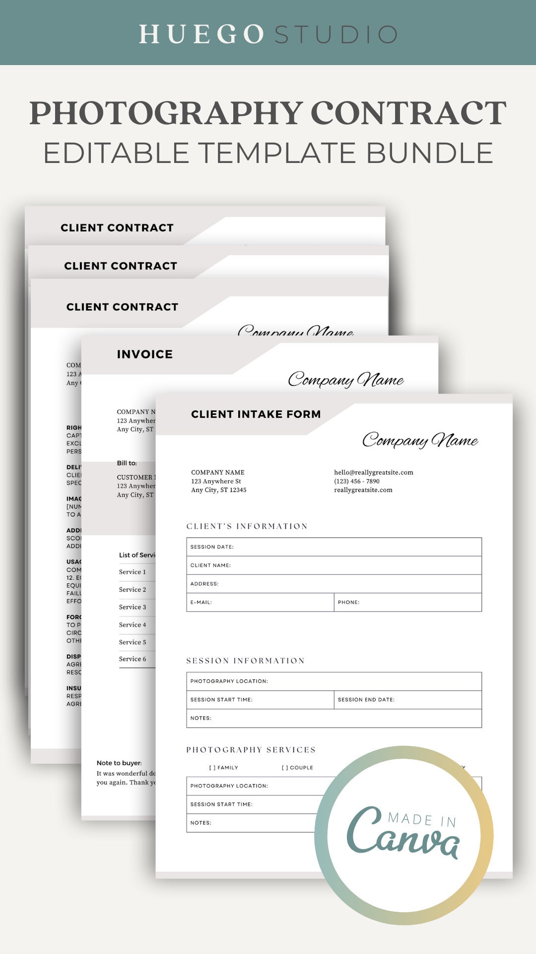 Minimalistic Photography Client Contract Template Photography - Etsy