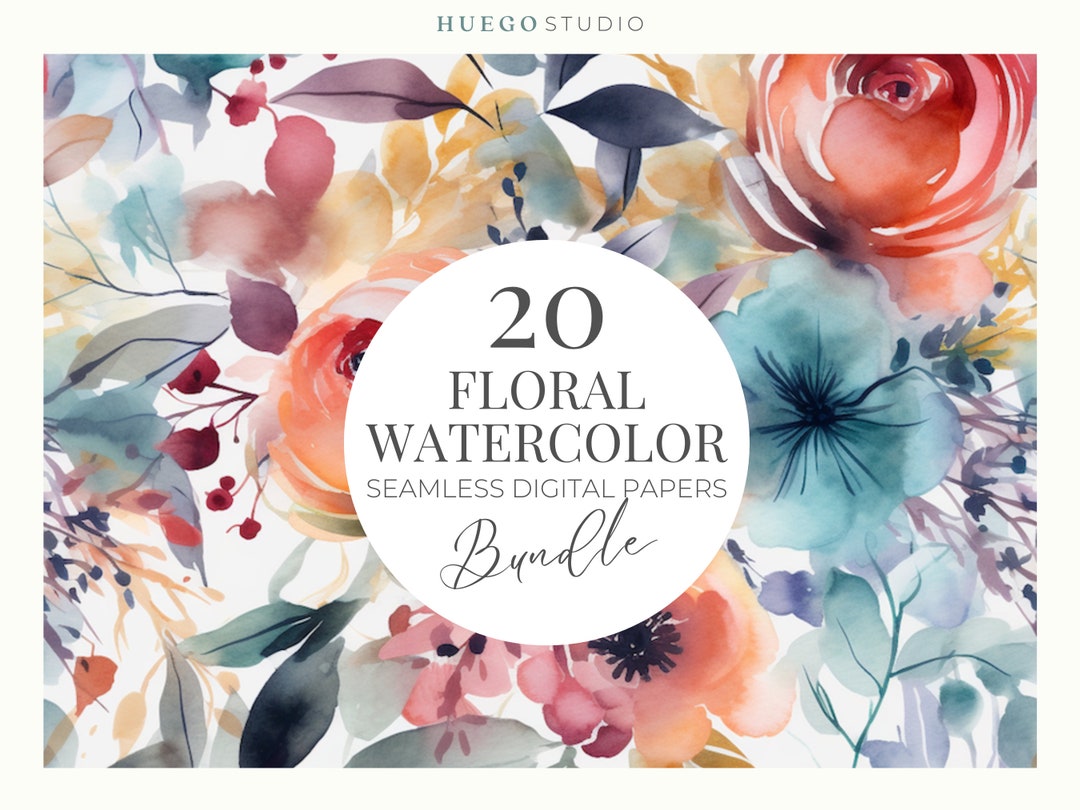 Watercolor Flower Background Flower Digital Paper Flower Seamless ...