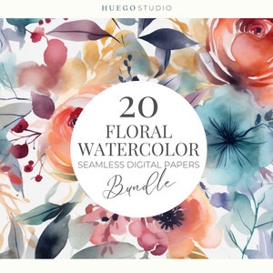 Watercolor Flower Background Flower Digital Paper Flower Seamless ...