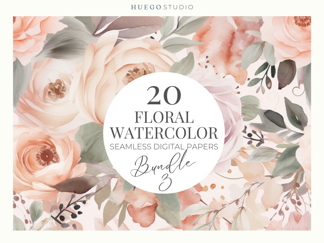 Pink Watercolor Flower Background Digital Paper Flower Seamless Pattern ...