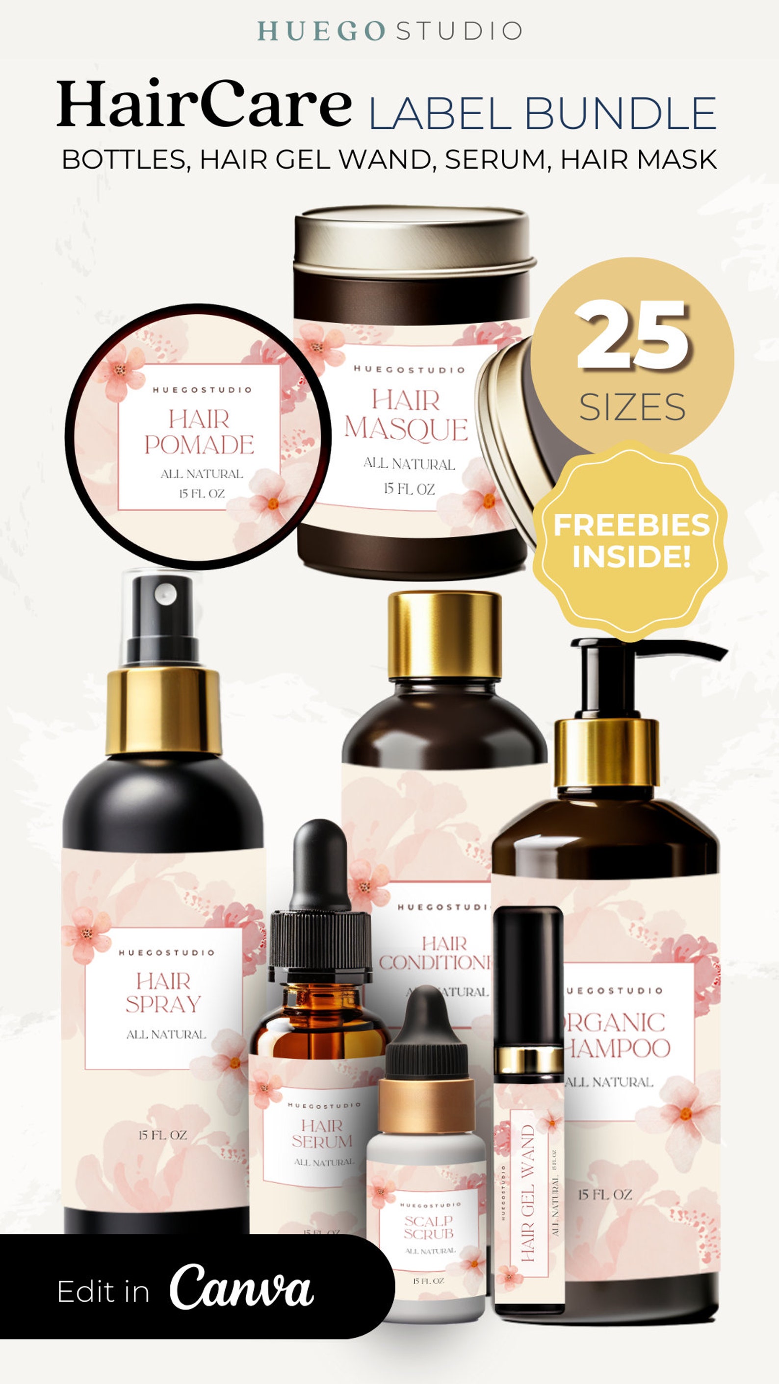 Printable Hair Care Product Label Template Bundle Hair Oil Label ...