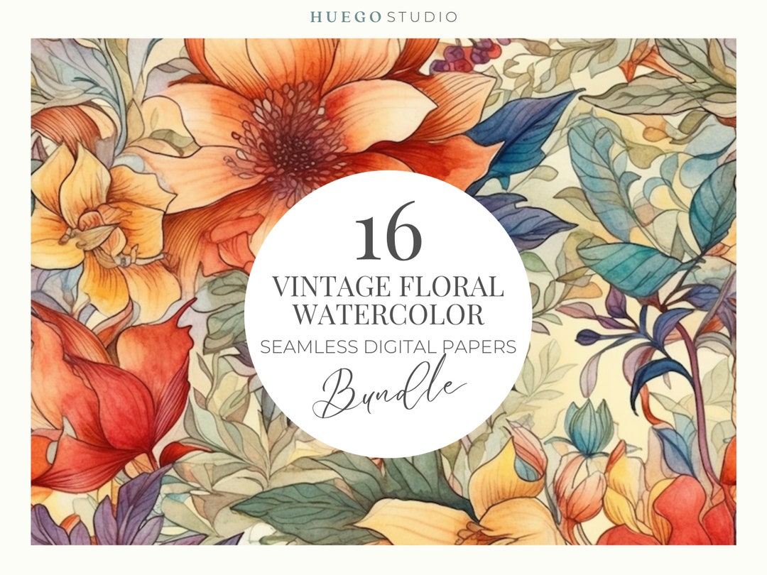Vintage Watercolor Flower Background Flower Digital Paper Seamless ...