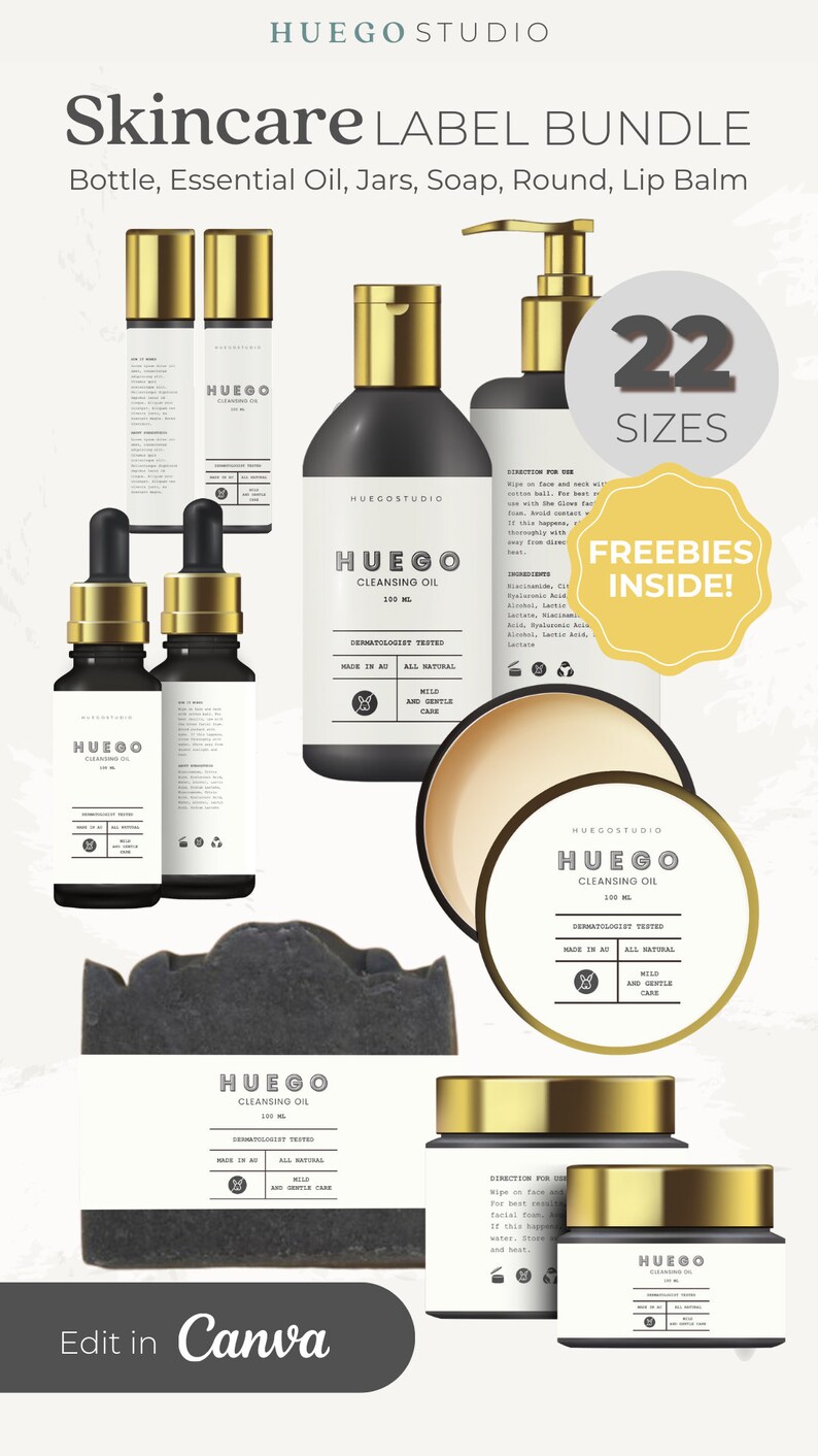 Cosmetic Product Label Template Editable Canva Skincare Label - Etsy