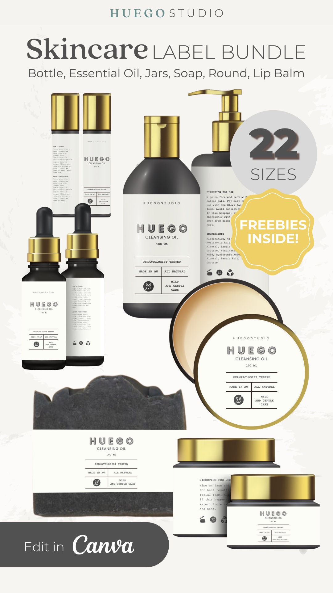 Cosmetic Product Label Template Editable Canva Skincare Label - Etsy