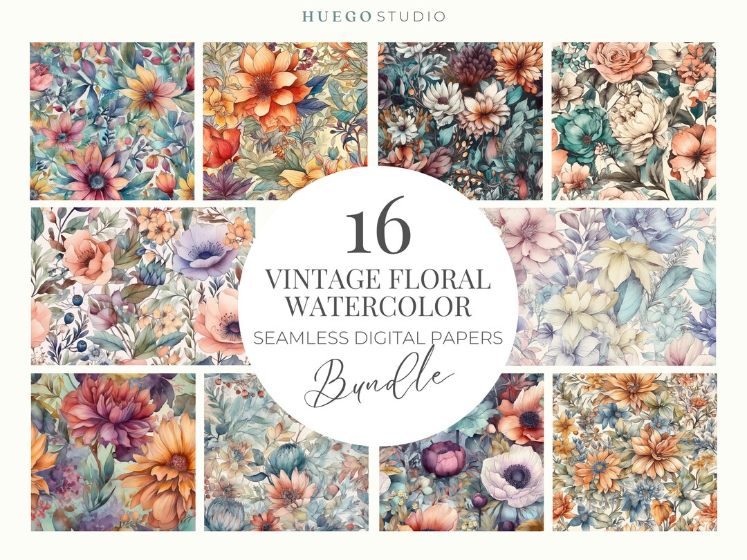Vintage Watercolor Flower Background Flower Digital Paper Seamless ...