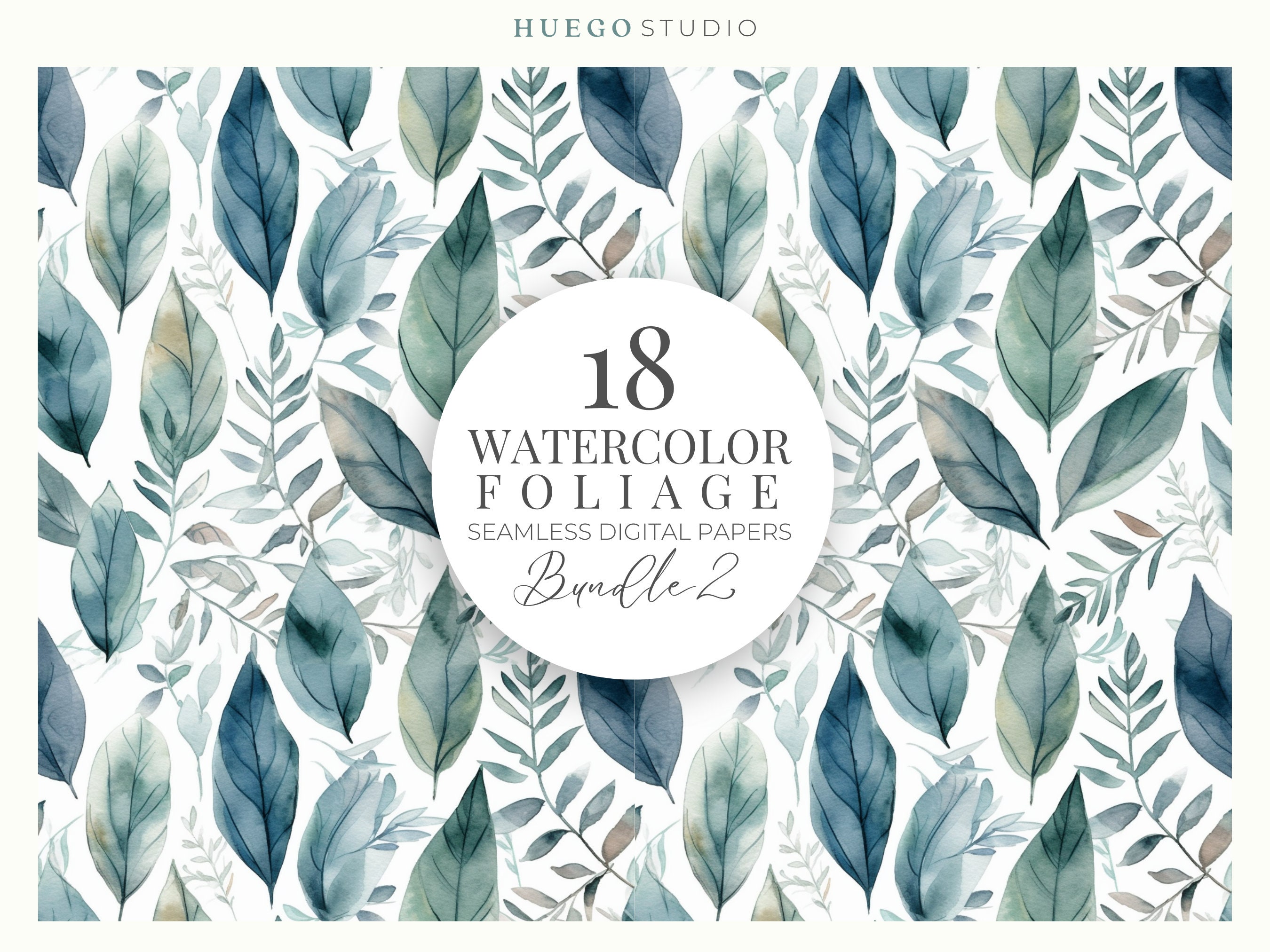 Boho Greenery Watercolor Clipart Green Watercolor Leaves - Etsy