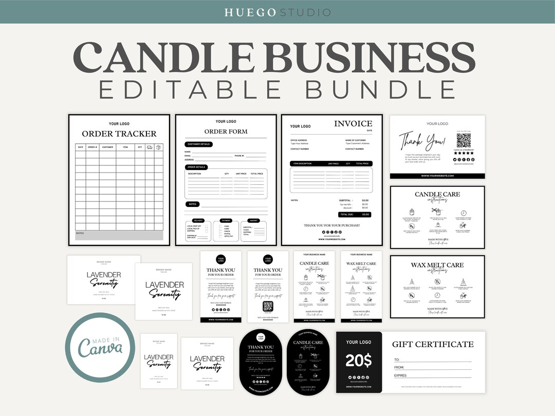 Editable Candle Business Bundle Printable Candle Care Instruction Card ...